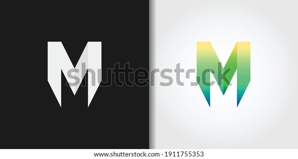 Simple Green Letter M Logo Set Stock Vector (Royalty Free) 1911755353