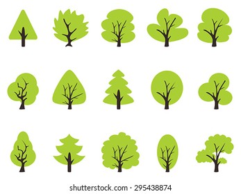 Simple Green Tree Icons Set Stock Vector (Royalty Free) 295438874 ...