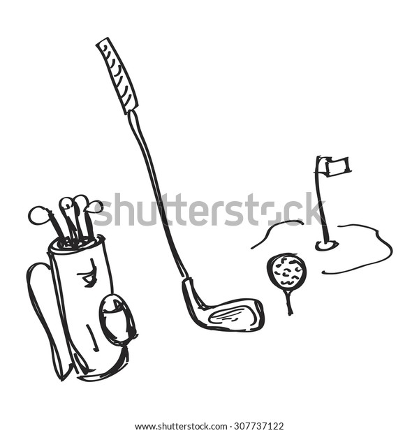 Simple Hand Drawn Doodle Golf Equipment Stock Vector (Royalty Free ...