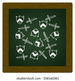 Simple Hand Drawn Doodle Shield Sword Stock Vector (Royalty Free ...
