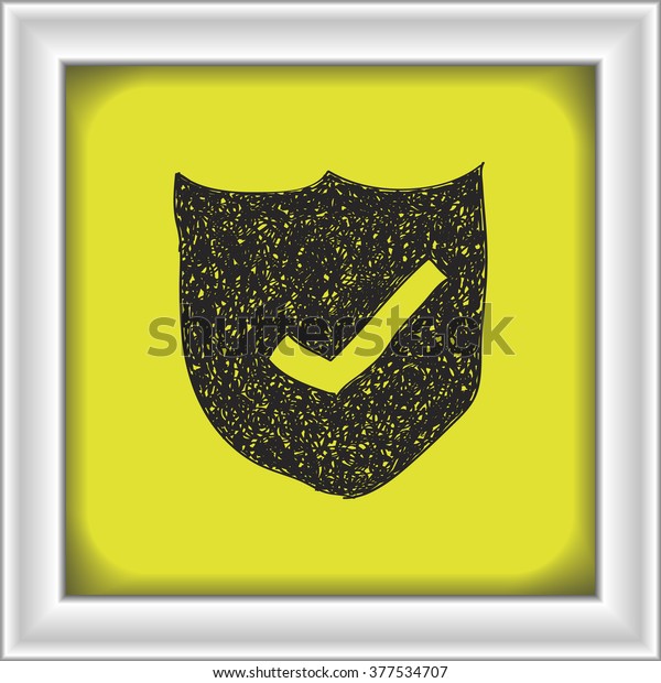 Simple Hand Drawn Doodle Shield Tick Stock Vector (Royalty Free ...