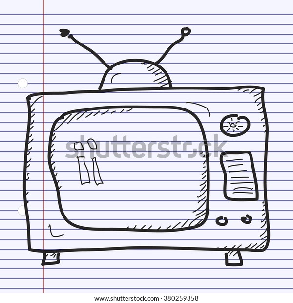 Simple Hand Drawn Doodle Television Stock Vector (Royalty Free) 380259358