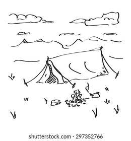 Simple Hand Drawn Doodle Tent Stock Vector (Royalty Free) 297321524