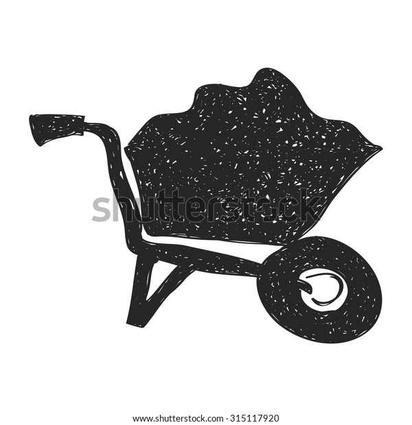Simple Hand Drawn Doodle Wheelbarrow Stock Vector (Royalty Free ...