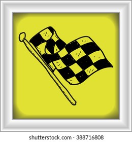 Simple Hand Drawn Illustration Checkered Flag Stock Vector (Royalty ...