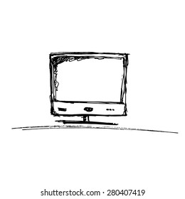 Simple Hand Drawn Sketch Computer Monitor Stock Vector (Royalty Free ...