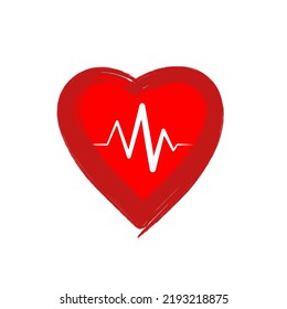 Simple Heart Beat Logo Red White Stock Vector (Royalty Free) 2193218875 ...