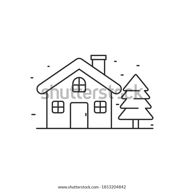 Simple House Tree Line Art Vector Stock Vector (Royalty Free ...