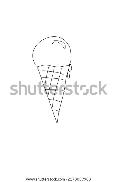 Simple Ice Cream Cone Line Art Stock Vector (Royalty Free) 2173059983 ...