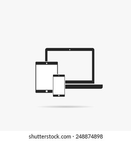 Laptop Tablet Phone Icon Vector Illustration 스톡 벡터(로열티 프리) 430744699 ...