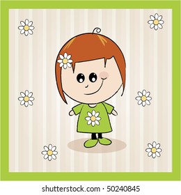 Simple Illustrated Card Design Cartoon Girl Stock Vector (Royalty Free ...