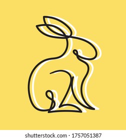 Simple Illustration Rabbit Line Art Style Stock Vector (Royalty Free ...