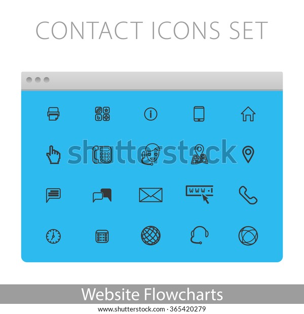 Simple Illustration Website Flowcharts Contact Icons Stock Vector ...