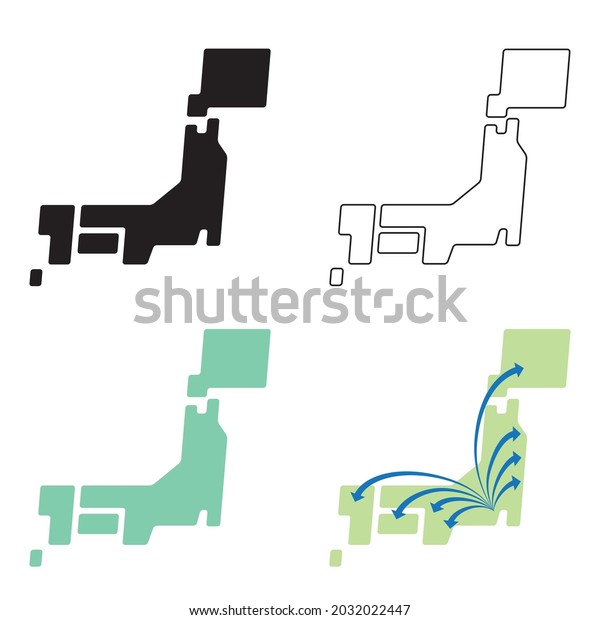 Simple Japanese Map Illustration Set Stock Vector (Royalty Free ...
