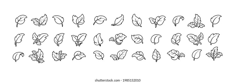 Simple Leaf Line Icons Symbols Logo Stock Vector (Royalty Free ...