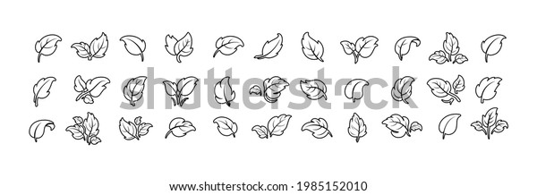 Simple Leaf Line Icons Symbols Logo Stock Vector (Royalty Free ...