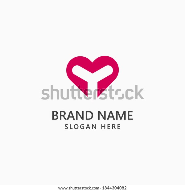 Simple Letter Y Love Heart Logo Stock Vector (Royalty Free) 1844304082 ...