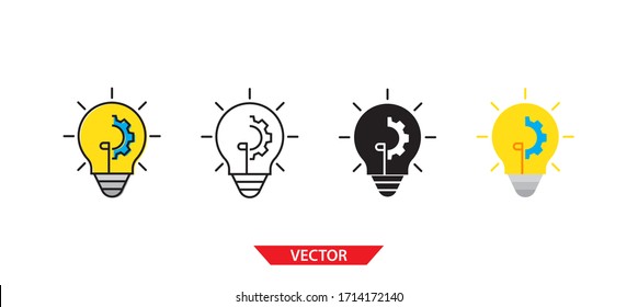 Simple Light Bulb Gear Icon On Stock Vector (Royalty Free) 1714172140 ...