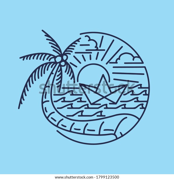 Simple Line Art Beach Lifes Vector Stock Vector (Royalty Free ...