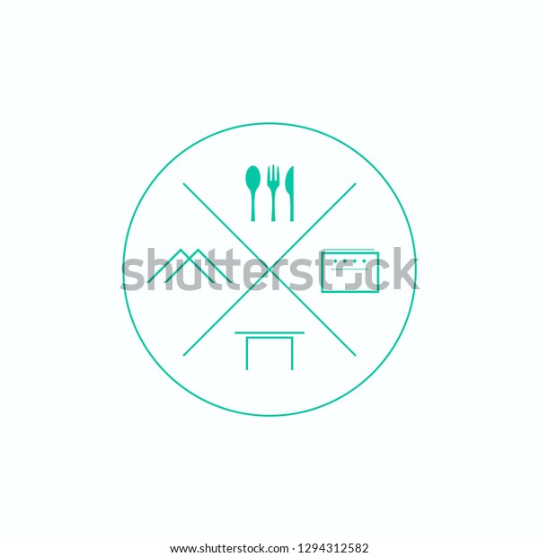 Simple Line Art Catering Logo Design: vector de stock (libre de ...
