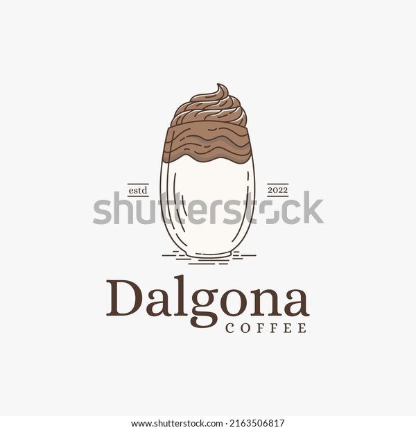 Simple Line Art Dalgona Coffee Logo Stock Vector (Royalty Free ...