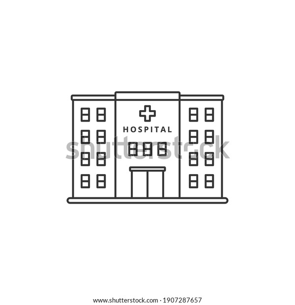 Simple Line Art Style Hospital Building Stock Vector (Royalty Free ...