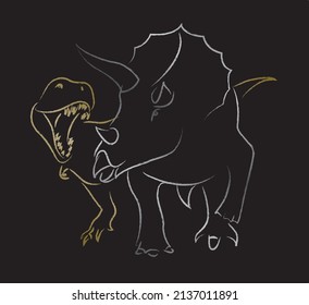 Simple Line Drawing Dinosaurs On Back Stock Vector (Royalty Free ...