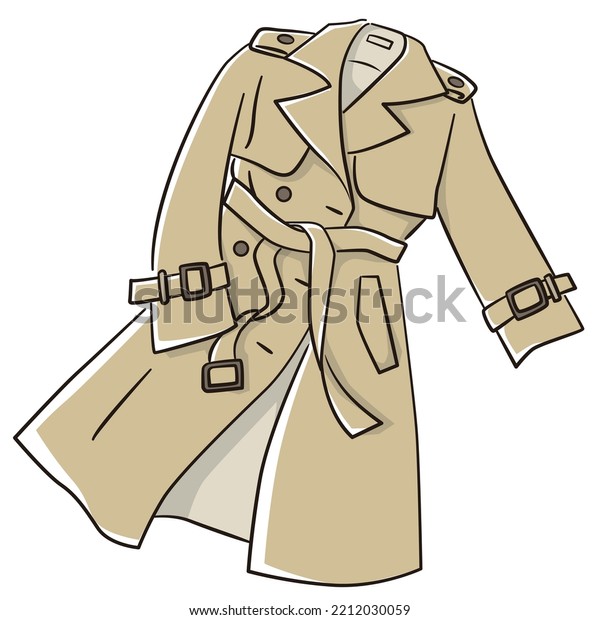 Simple Line Drawing Illustration Trench Coat Stock Vector (Royalty Free ...