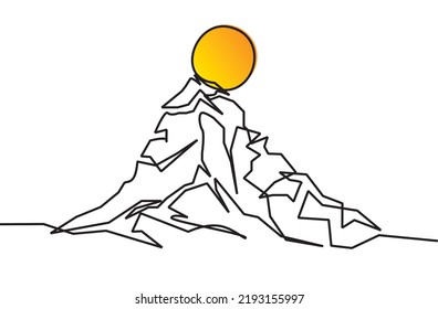 Simple Line Drawing Matterhorn Mountain Full Stock Vector (Royalty Free ...