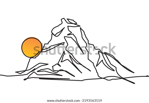 Simple Line Drawing Matterhorn Mountain Full Stock Vector (Royalty Free ...