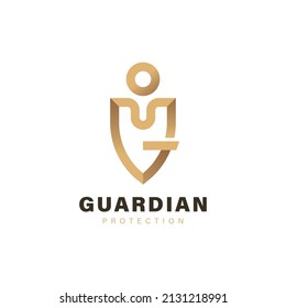 Simple Line Logo Guardian Shield Digital Stock Vector (Royalty Free ...