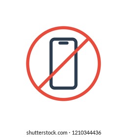 Simple Line No Cell Phone Sign Stock Vector (Royalty Free) 1210344436 ...