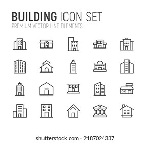 Simple Line Set Building Icons Premium Stock Vector (Royalty Free ...