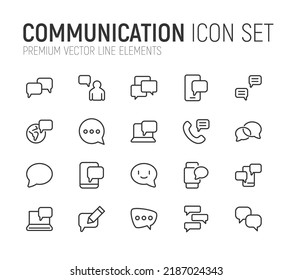 Simple Line Set Communication Icons Premium Stock Vector (Royalty Free ...