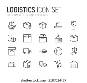 Simple Line Set Logistics Icons Premium Stock Vector (Royalty Free ...