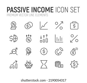 Simple Line Set Passive Income Icons Stock Vector (Royalty Free ...