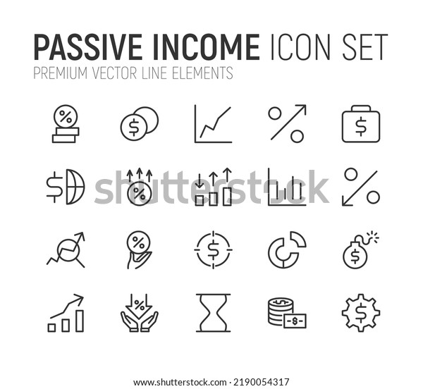 Simple Line Set Passive Income Icons Stock Vector (Royalty Free ...