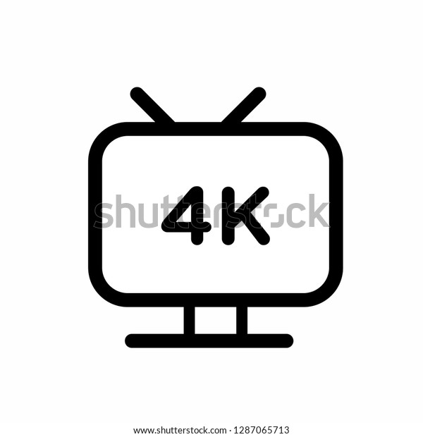 Simple Line Television Icon Silhouette Symbol Stock Vector (Royalty ...