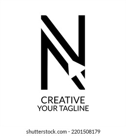Simple Logo Design N Letter Black Stock Vector (Royalty Free ...
