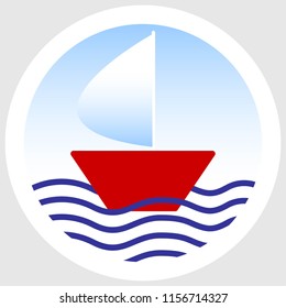 Simple Logo Red Boat Blue Sky Stock Vector (Royalty Free) 1156714327 ...