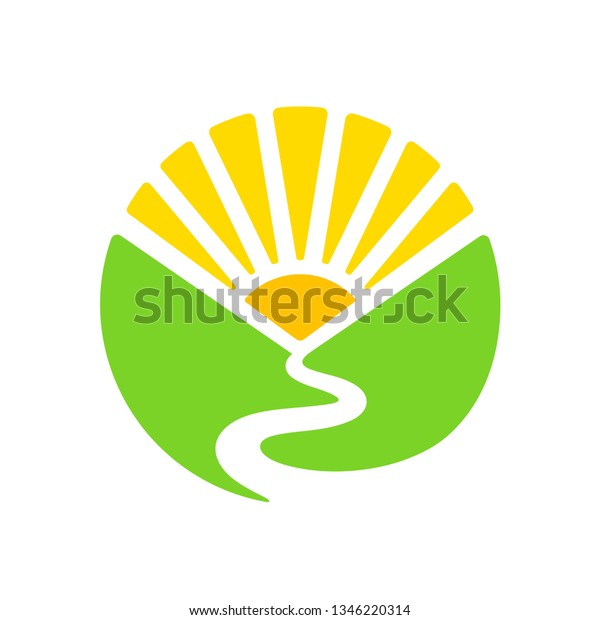 Simple Logo Valley River Rising Sun Stock Vector (Royalty Free ...