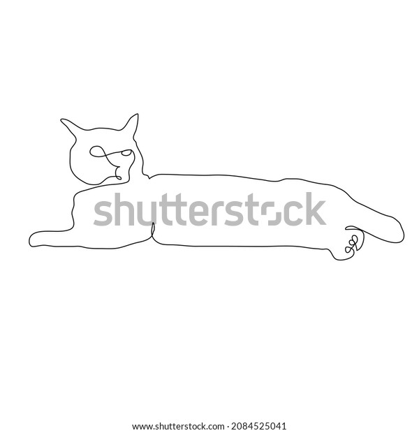 Simple Lying Cat Line Art Stock Vector (Royalty Free) 2084525041 ...