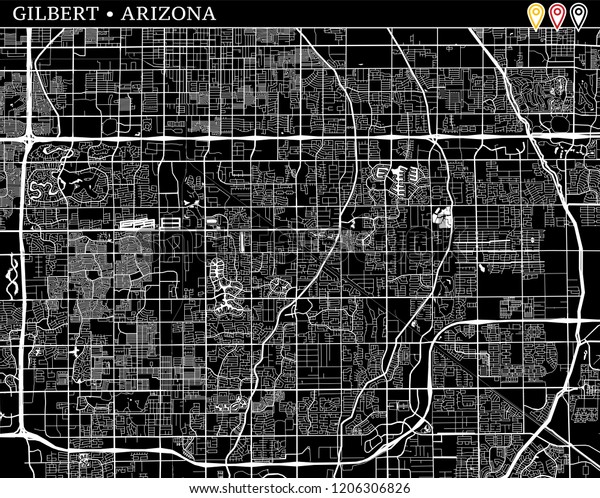 Simple Map Gilbert Arizona Usa Black Stock Vector (Royalty Free ...