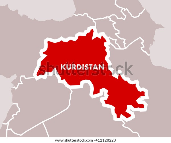 Simple Map Kurdistan Independent State Kurdish Stock Vector (Royalty ...