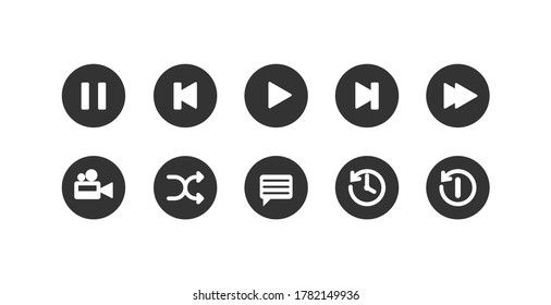 Simple Media Player Icons Flat Design Stock Vector (Royalty Free ...