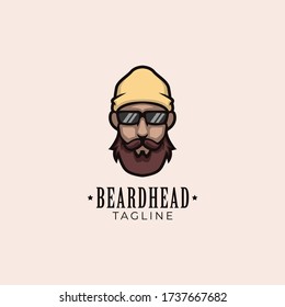 Simple Minimalist Beard Head Mascot Logo Stock Vector (Royalty Free ...