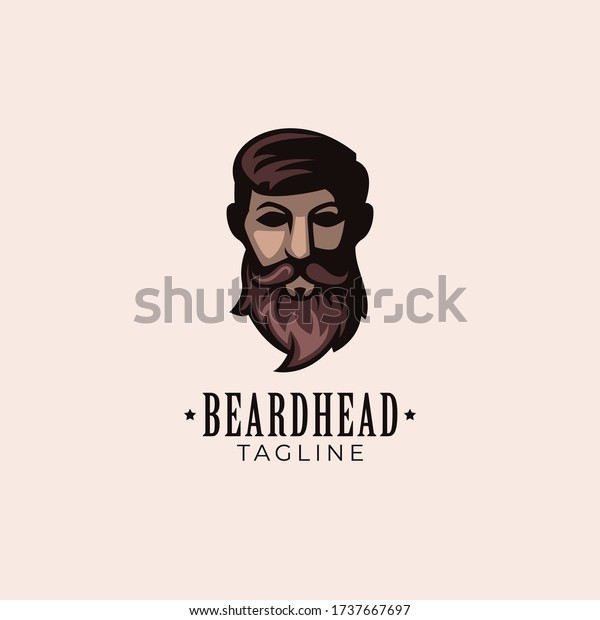 Simple Minimalist Beard Head Mascot Logo Stock Vector (Royalty Free ...