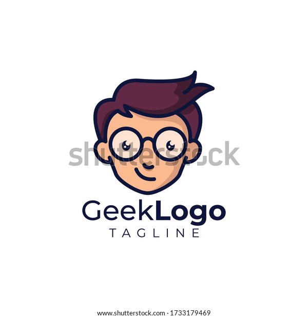 Simple Minimalist Geek Nerd Head Mascot Stock Vector (Royalty Free ...