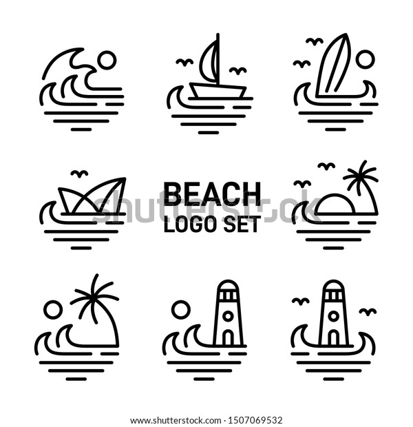 Simple Modern Beach Line Art Illustration Stock Vector (Royalty Free ...