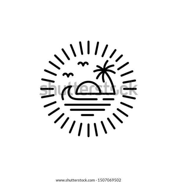 Simple Modern Beach Logo Design Line Stock Vector (Royalty Free ...